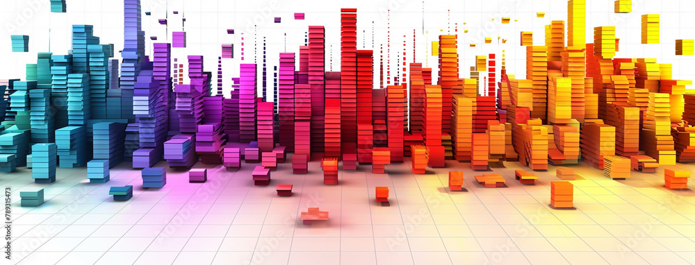 Colorful wide graphical columns geometric background image with ...