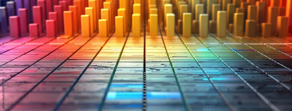 Colorful wide graphical columns geometric background image with ...