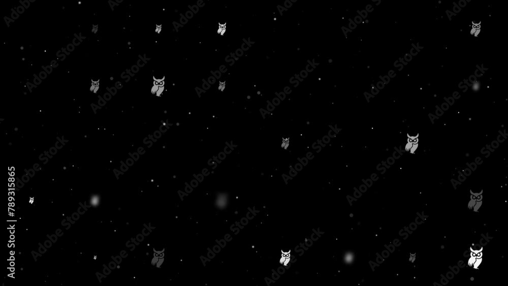 Template animation of evenly spaced owl symbols of different sizes and ...