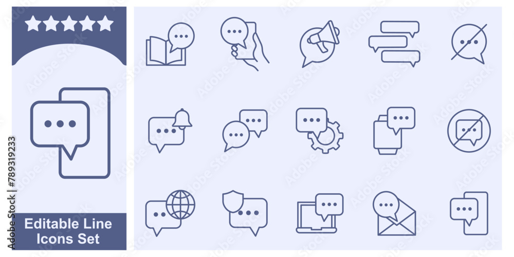 Chat and message icon set. dialogue speech message balloon symbol ...