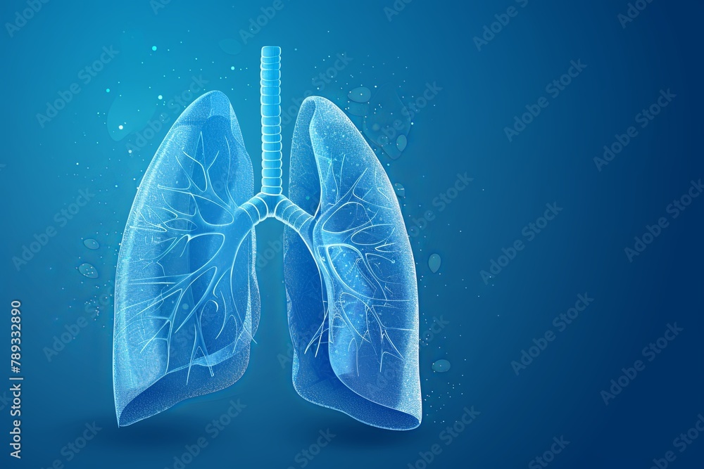 Lung diseases in the human body. Abstract vector 3d light and red spot ...