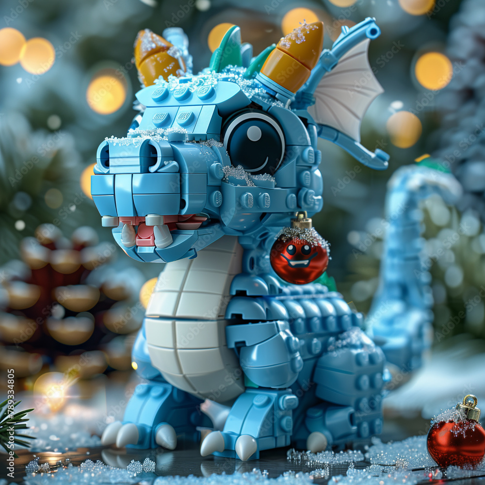 2 Various adorable Lego dragon figures with holiday decorations ...