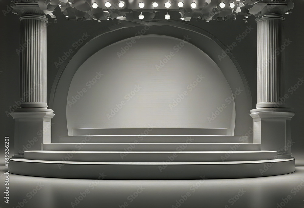 background 3D rendering podium white Empty dais step stage racked floor ...