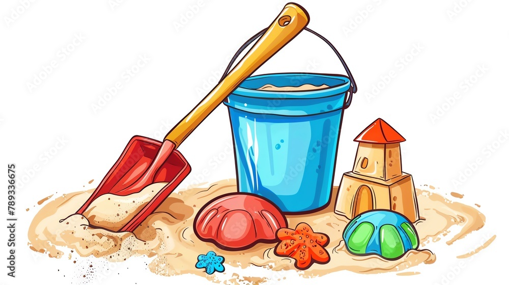 Bucket and shovel clipart for building sandcastles Stock Illustration ...