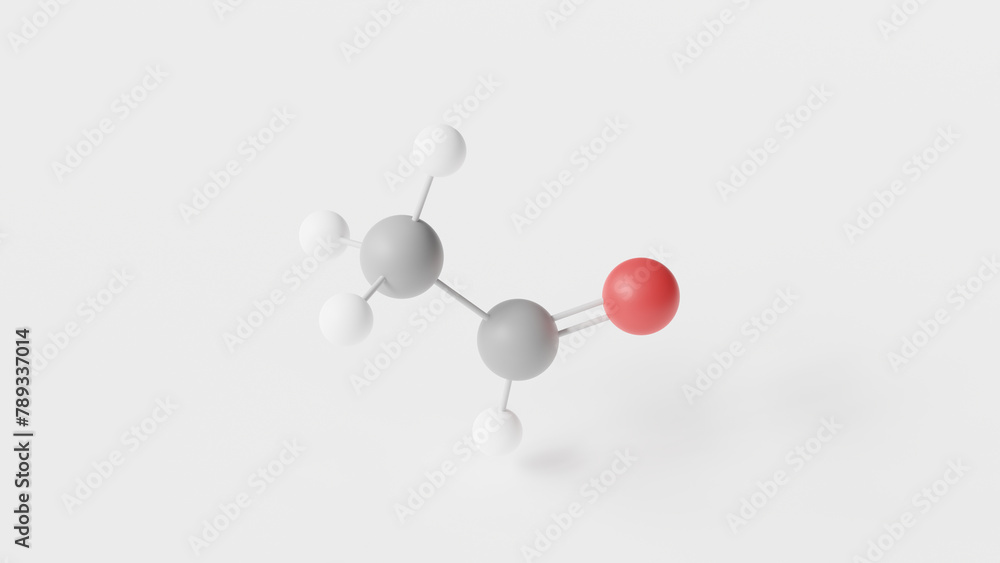 acetaldehyde molecule 3d, molecular structure, ball and stick model ...