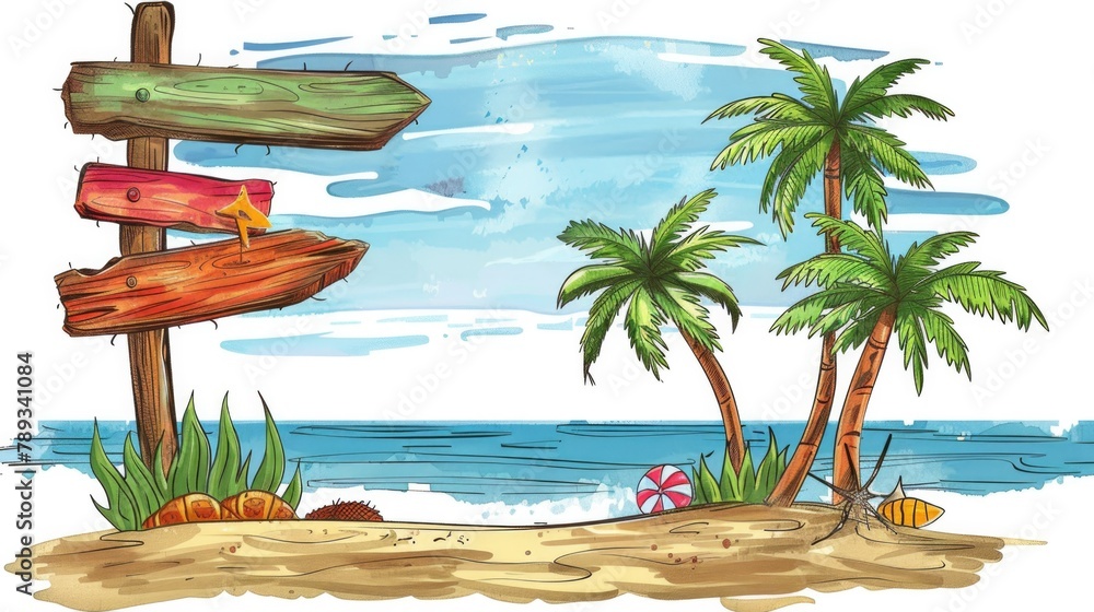 Beach sign clipart directing visitors to fun activities. Stock ...