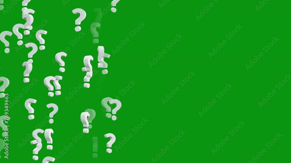 3D Animation of Question marks moving on green background. who, why ...