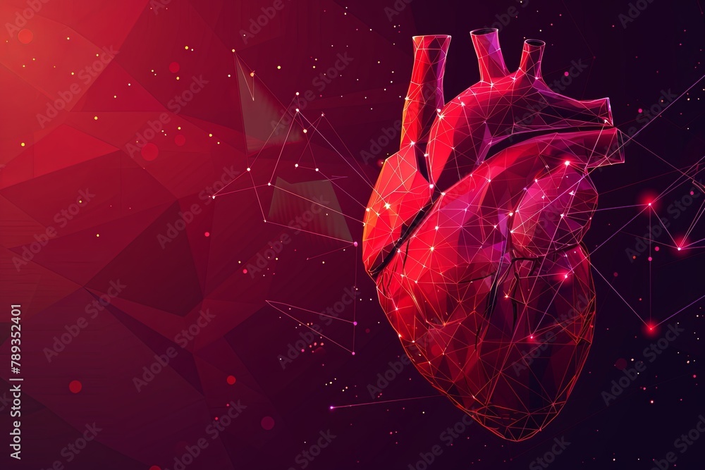 Abstract red human heart. Anatomy of the heart. Medical healthcare ...