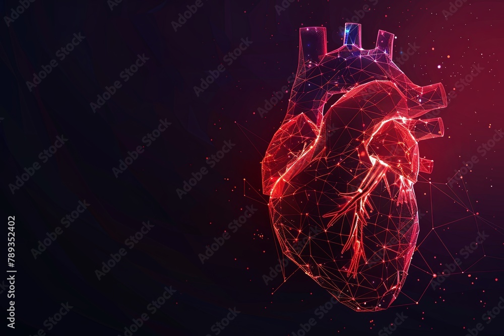 Abstract red human heart. Anatomy of the heart. Medical healthcare ...