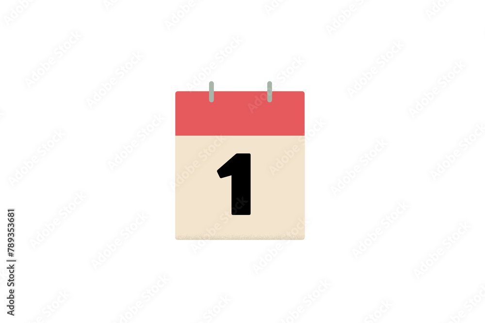 1 day one first calendar red days of the month sheets of paper Stock ...