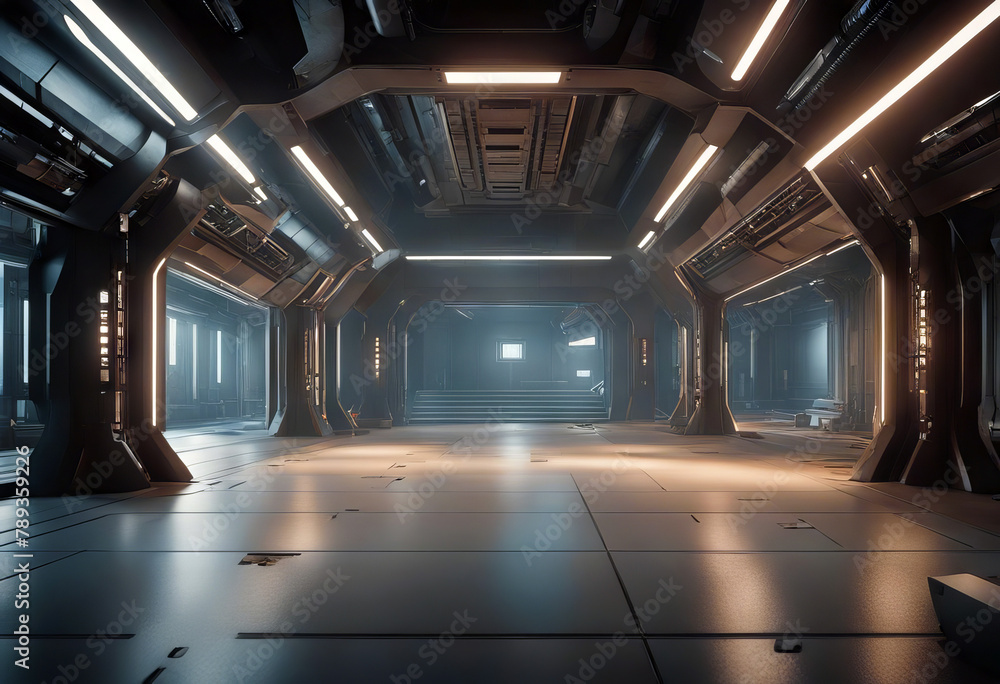 hall industrial wallpaper scene architected backgrounds dark interior ...