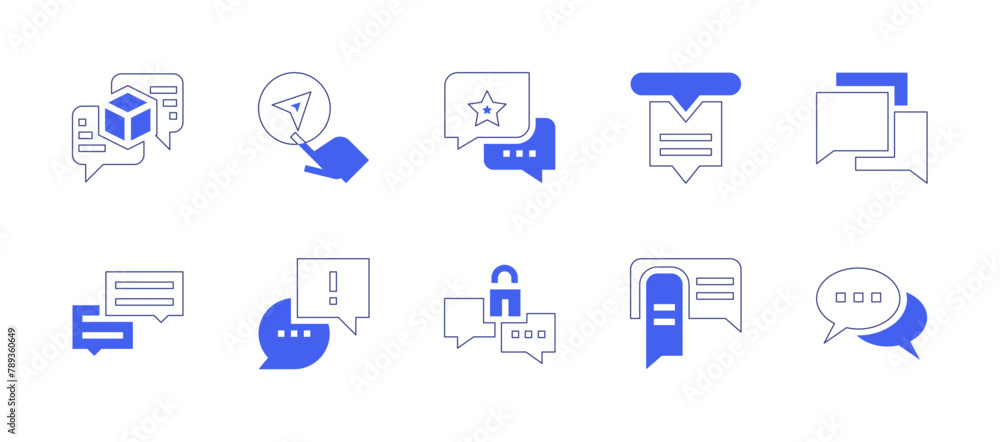 Messaging icon set. Duotone style line stroke and bold. Vector ...