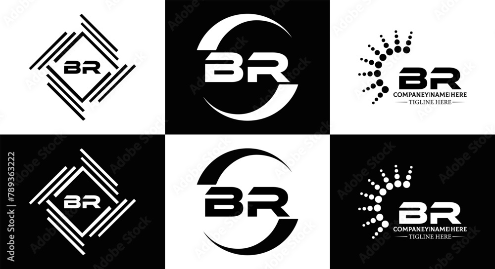 BR logo. B R design. White BR letter. BR B R letter logo design ...