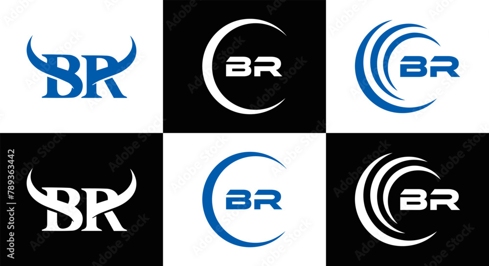 BR logo. B R design. White BR letter. BR B R letter logo design ...