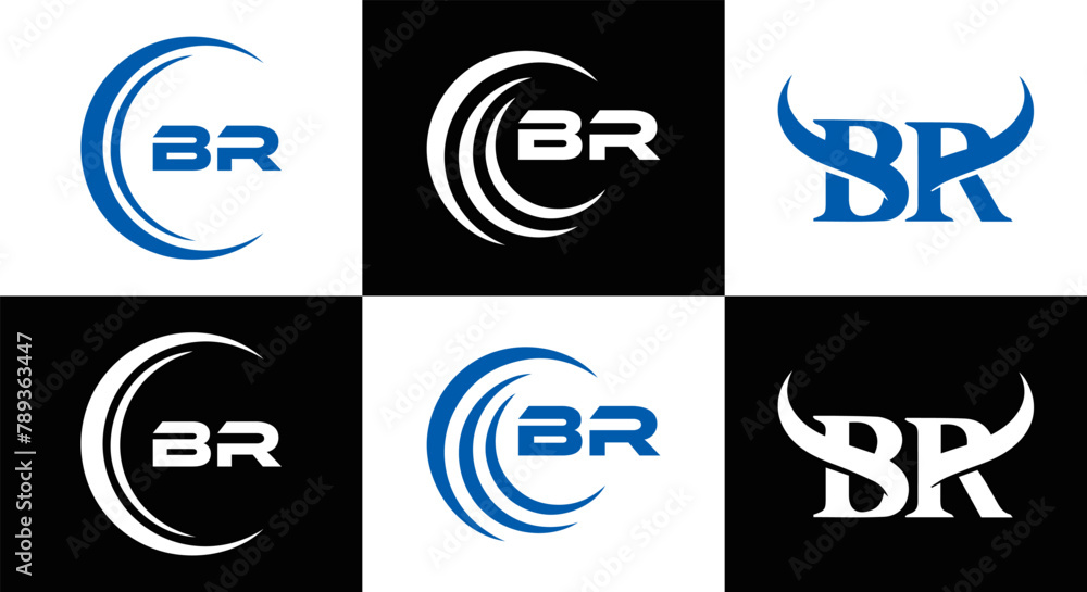 BR logo. B R design. White BR letter. BR B R letter logo design ...