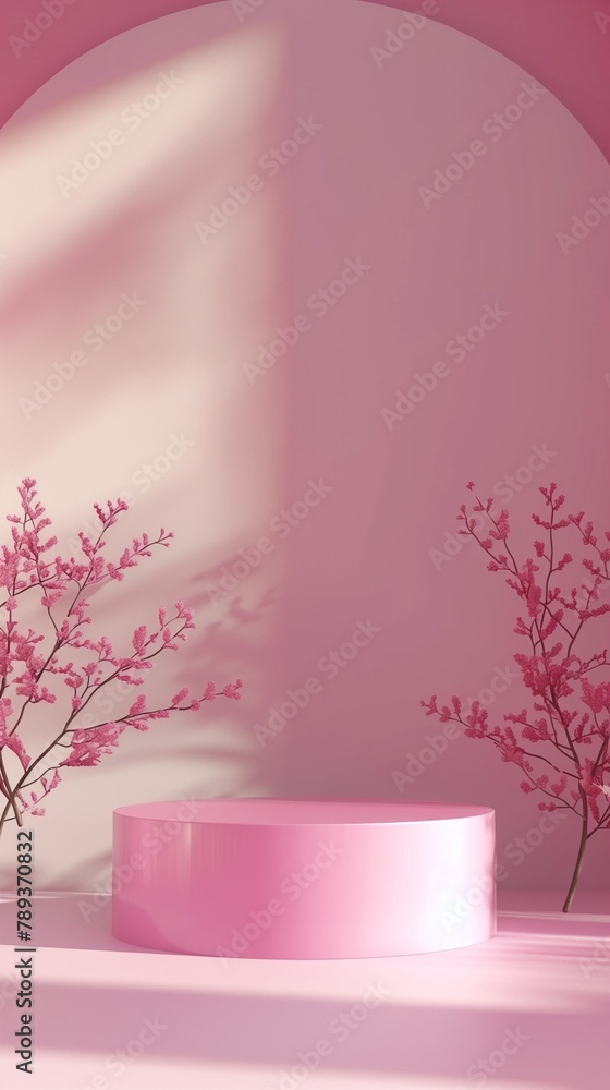 Podium pink stage display showcase product branding story background ...