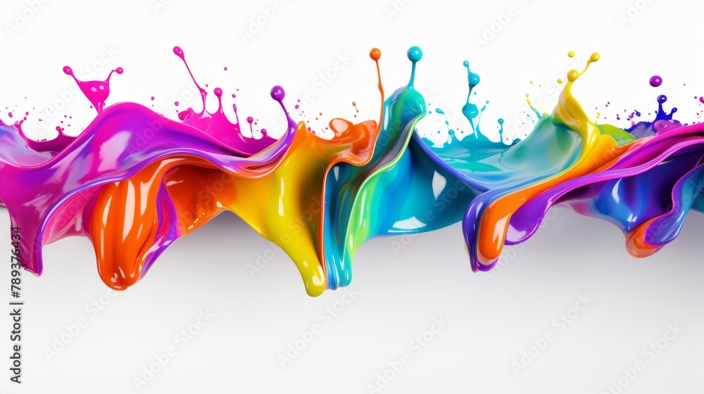 Large colorful splash of multicolored paint that scatters in different ...