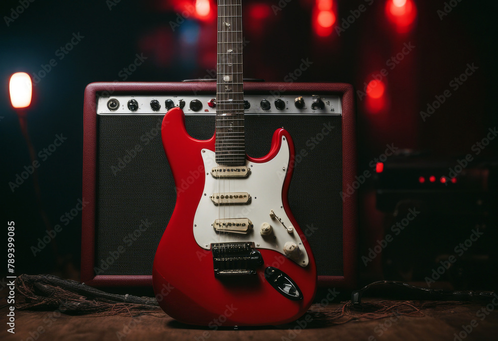 amplifier classic background dark Red electric guitar active amp audio ...
