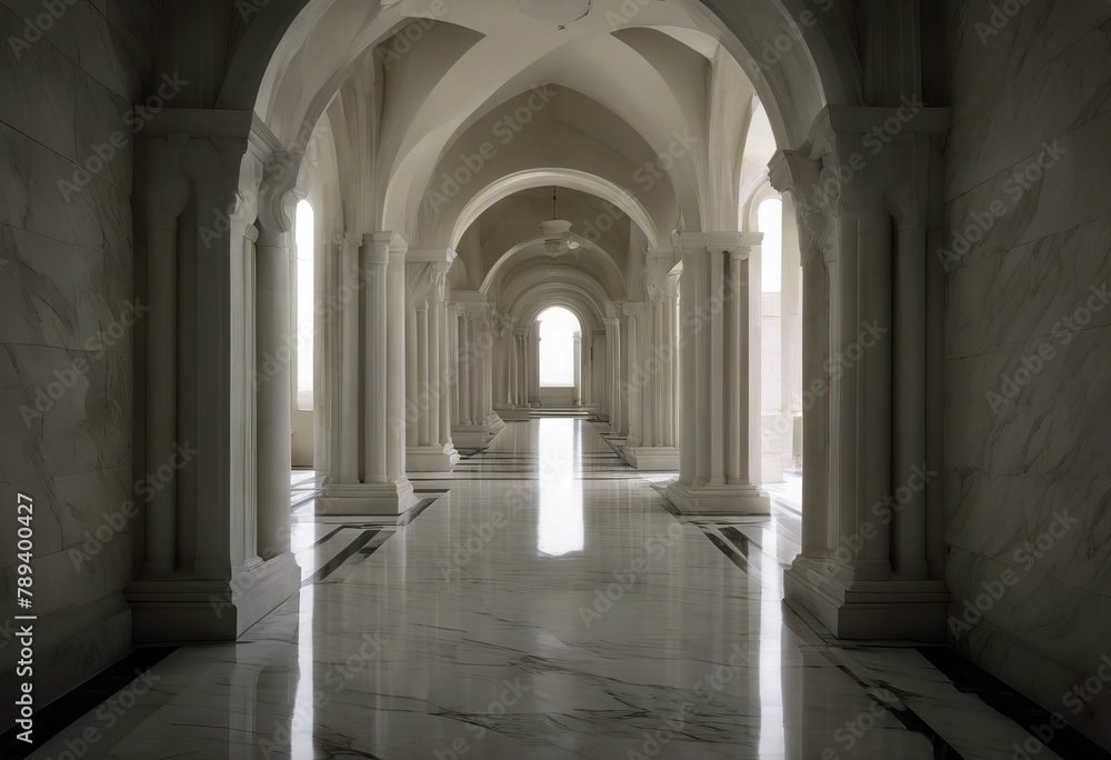 corridor arches 32 --ar marble interior white --st architecture arch ...