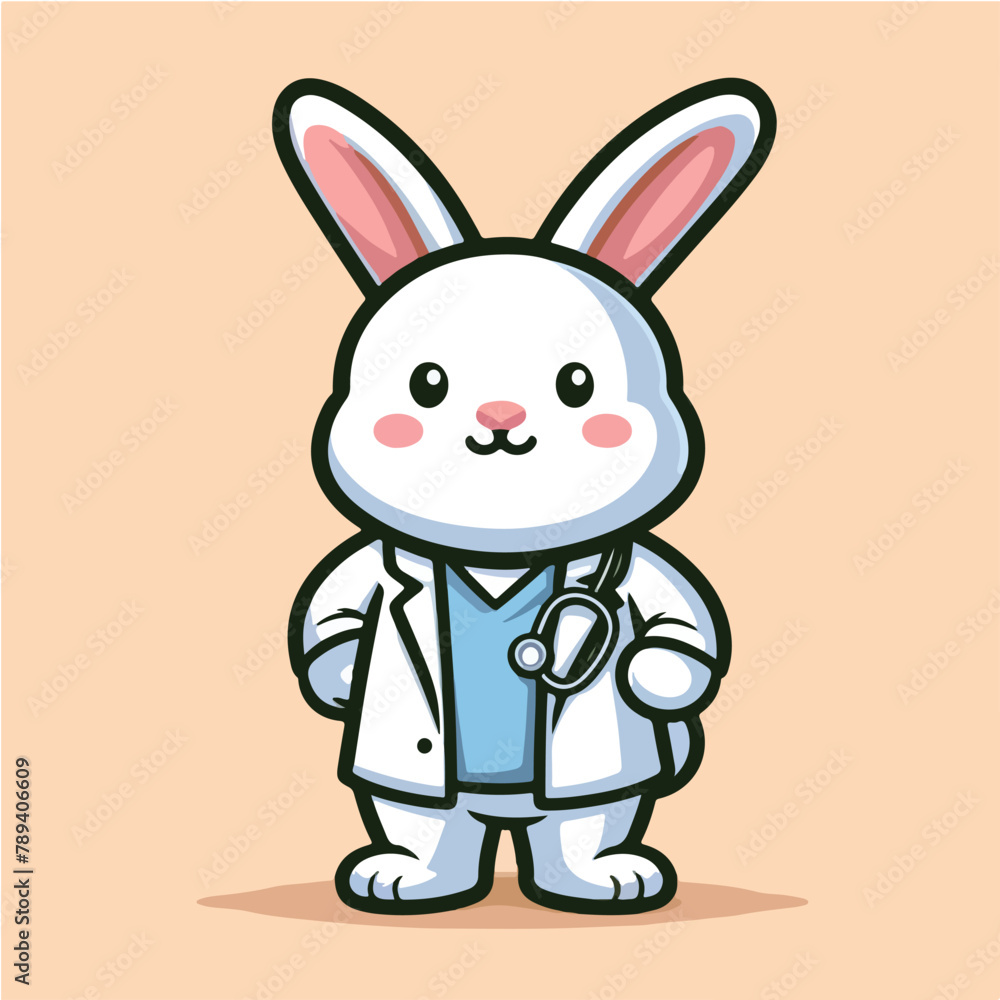 cute rabbit doctor logo cartoon design Stock Vector | Adobe Stock