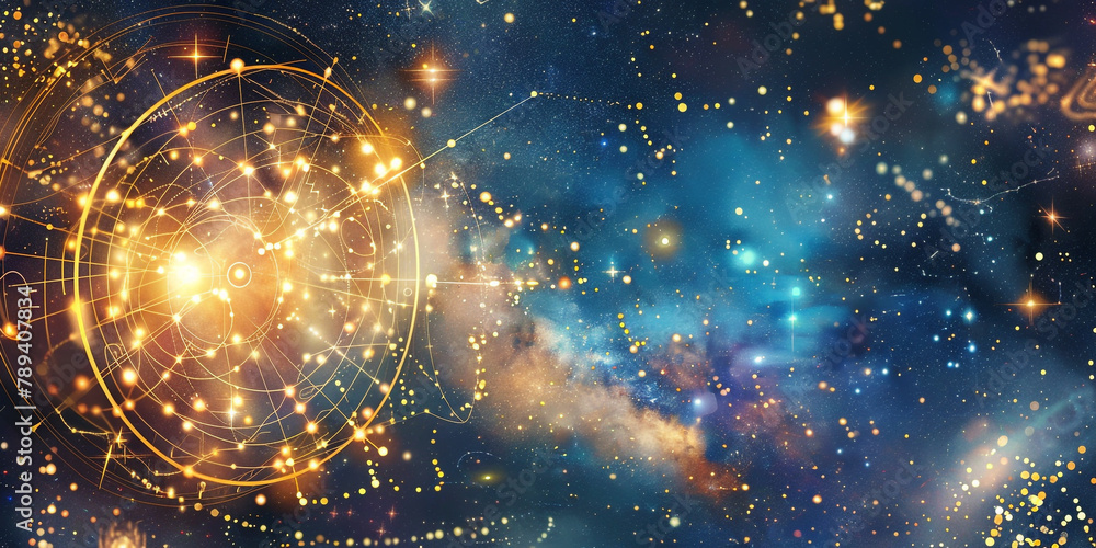 an immersive stock illustration of a celestial star map, depicting ...