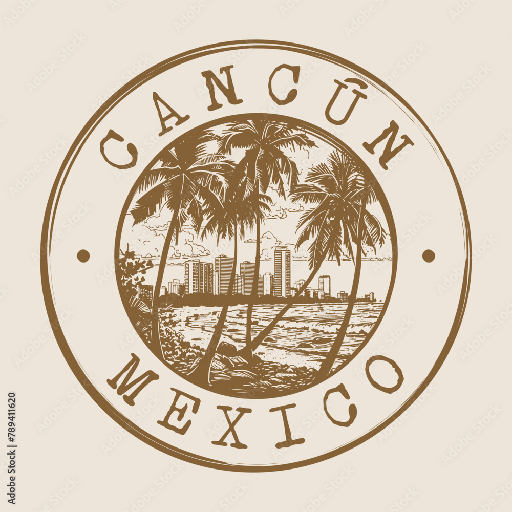 Cancún, Mexico Stamp City Postmark. Silhouette Postal Passport. Round ...
