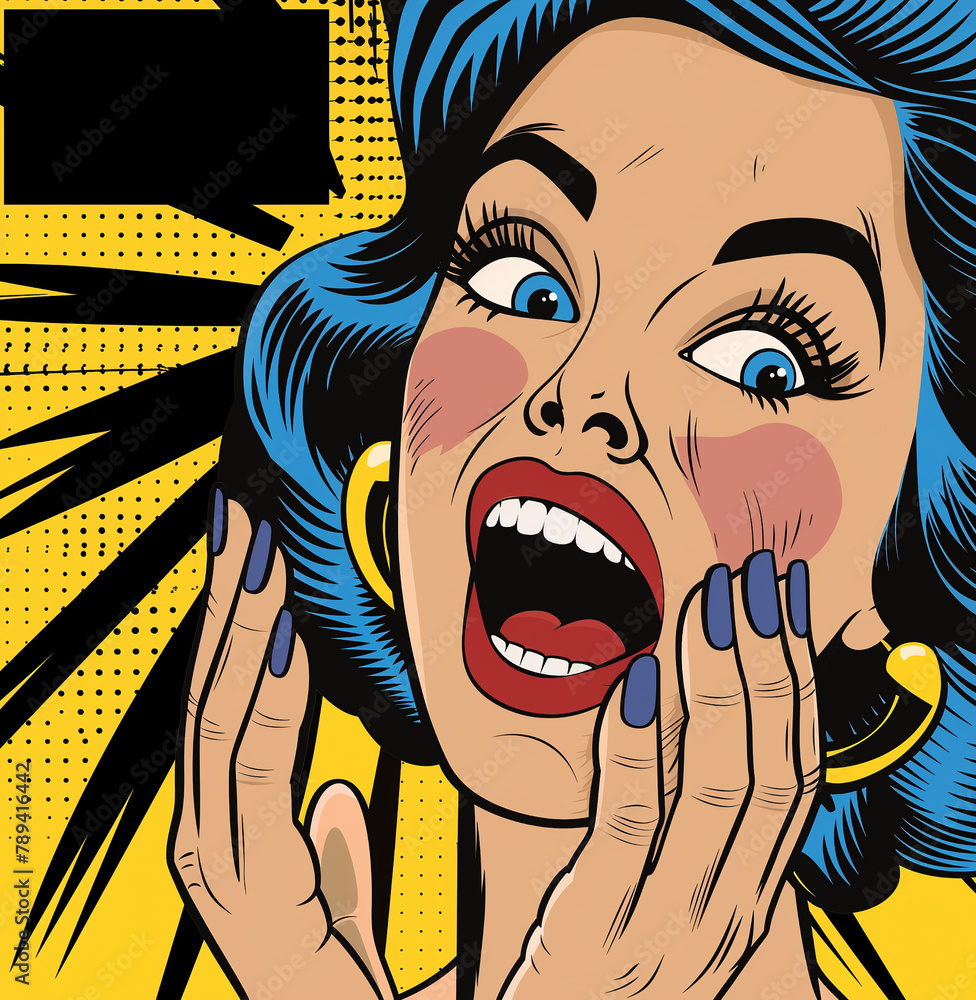 Vintage Comics Woman Screaming Stock Illustration | Adobe Stock