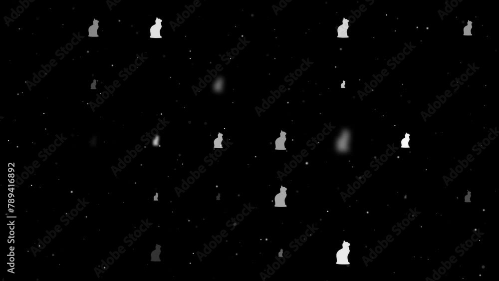 Template animation of evenly spaced cat symbols of different sizes and ...