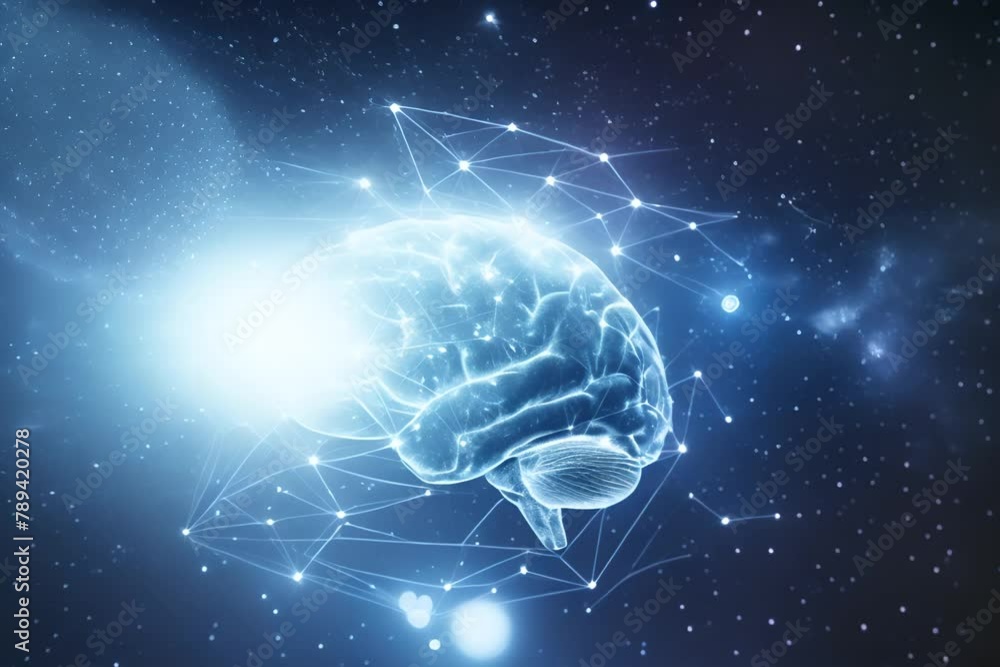 Vidéo Stock Digital representation of a glowing brain with neural ...