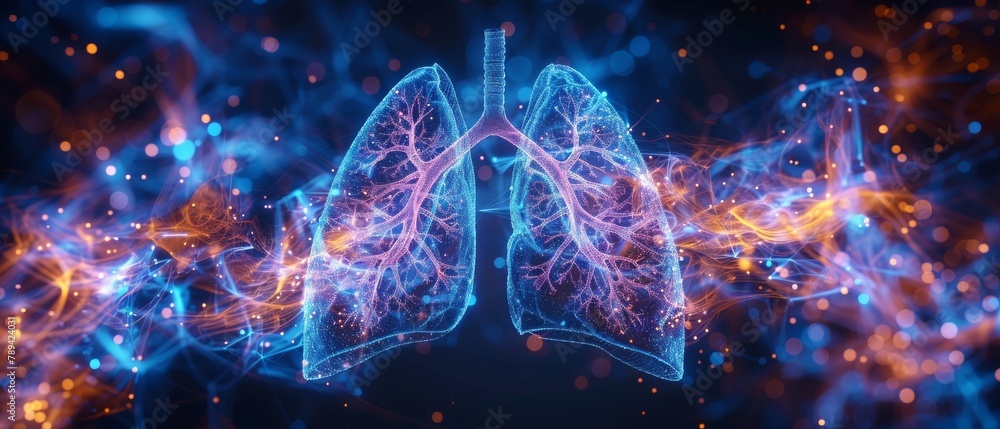 Modern lungs, alveoli. Human respiratory system, alveoli. Inside larynx ...