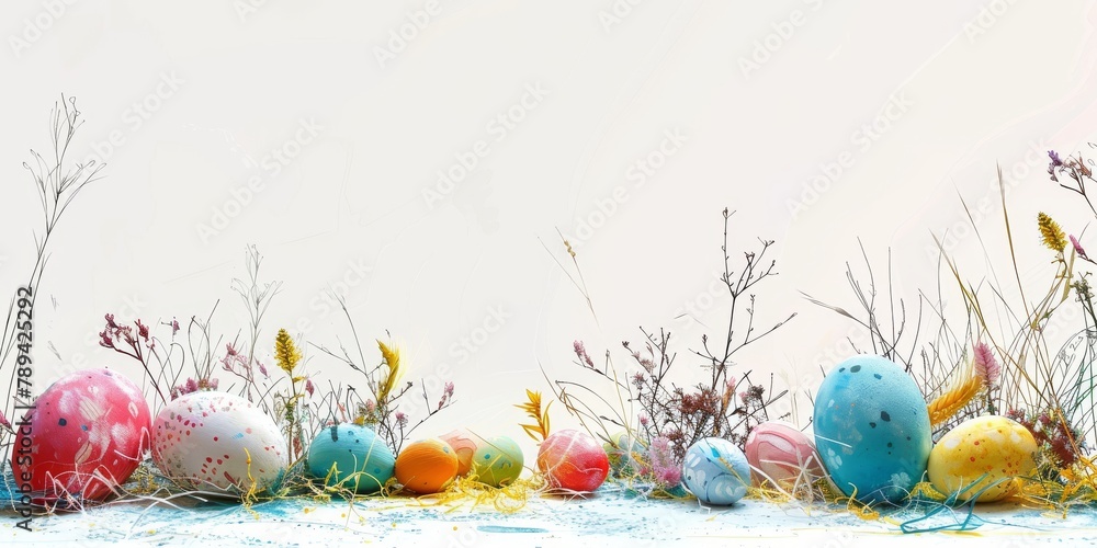 Easter egg decoration on white background, design for easter themed ...