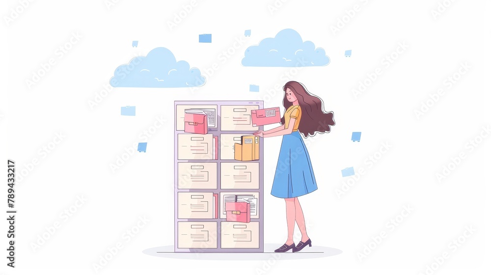 Files, documents, and data archives organized and stored on a computer ...