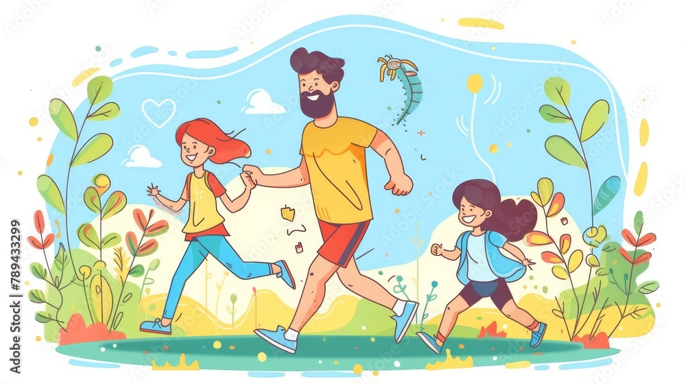 Advertisements for family marathons, invitations to sport competitions ...