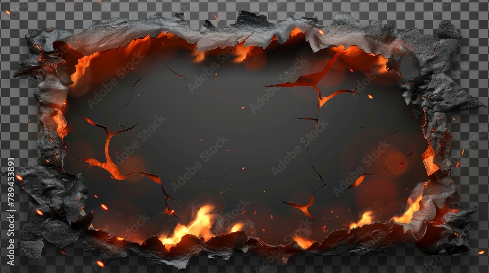 Isolated burnt frames isolated on transparent background with charred ...