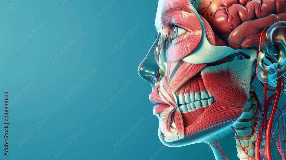 Anatomy of Female Face Muscles Stock Illustration | Adobe Stock