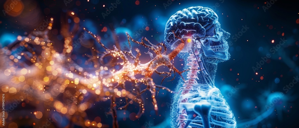 The peripheral nervous system, medical modern illustration diagram with ...