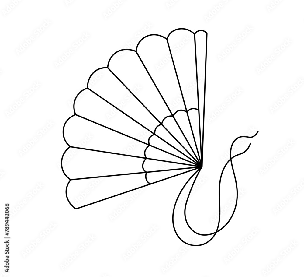 Vector isolated one single simple paper fan colorless black and white ...