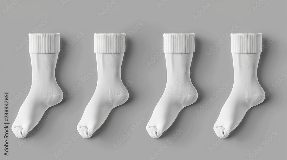 Modern realistic illustration of white socks mockups isolated on gray ...