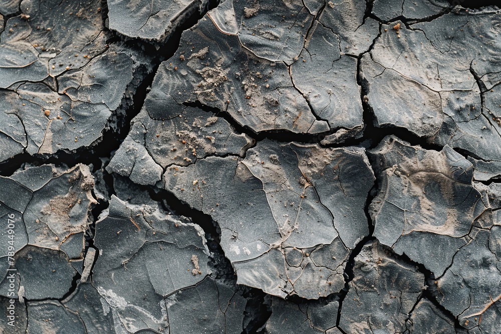 Cracked earthy earth texture, broken and rough surface, gray mud clay ...