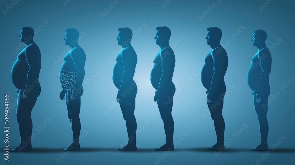 Adult people with different metabolisms and weight modern illustration ...