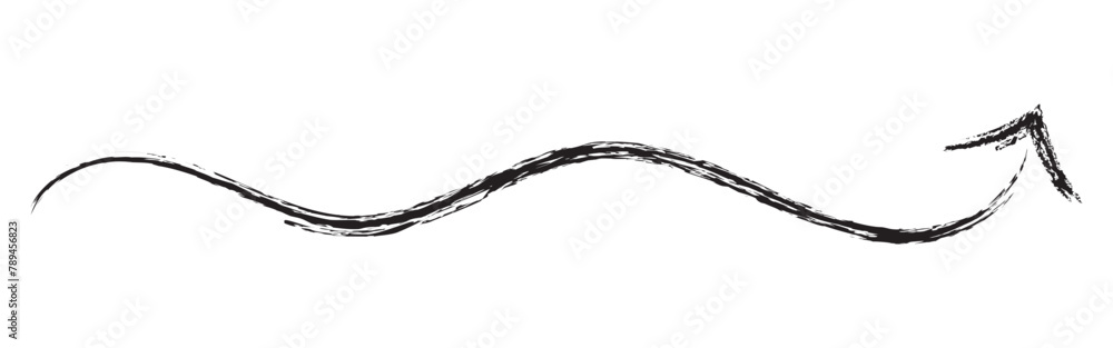 Twisting doodle arrow. Thin hand drawn icon. Line curved arrow. Line ...