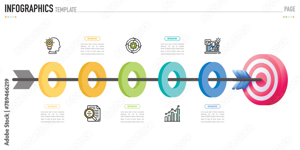 Circular infographic template or element with 5 step, process, option ...