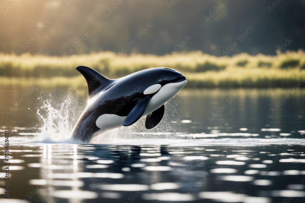 out whale Killer water jumping dripped ripple dolphin arctic skin marin ...