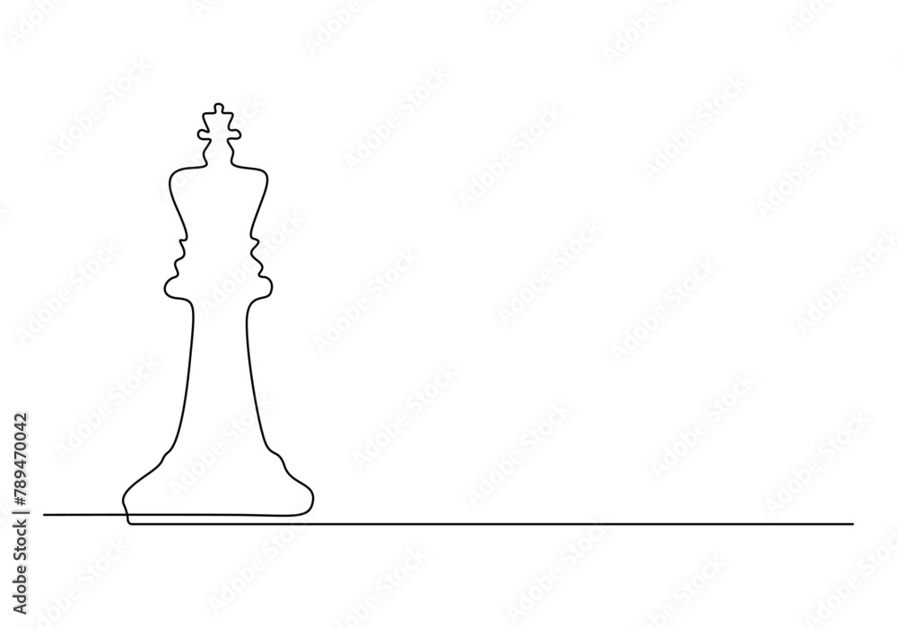 Chess pieces continuous one line drawing vector illustration Stock ...