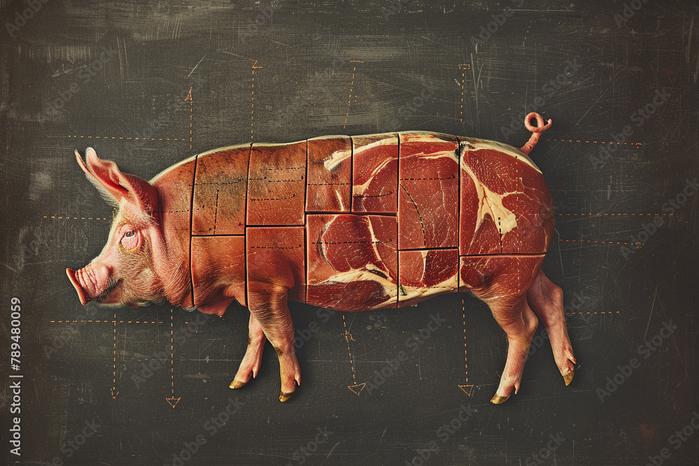 An educational yet whimsically incorrect illustration showing a pig ...