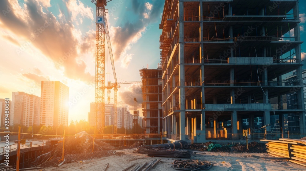 Construction background: A Construction site of large residential ...