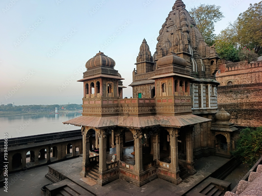 Maheshwar, Madhya Pradesh, India, 24 Feb 2024, Beautiful carvings and ...