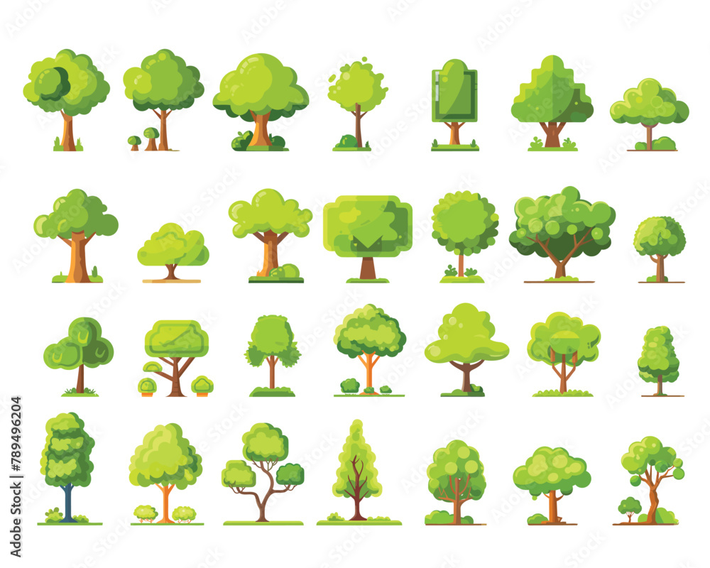 Set of green plants for the garden in cartoon vector drawing style ...