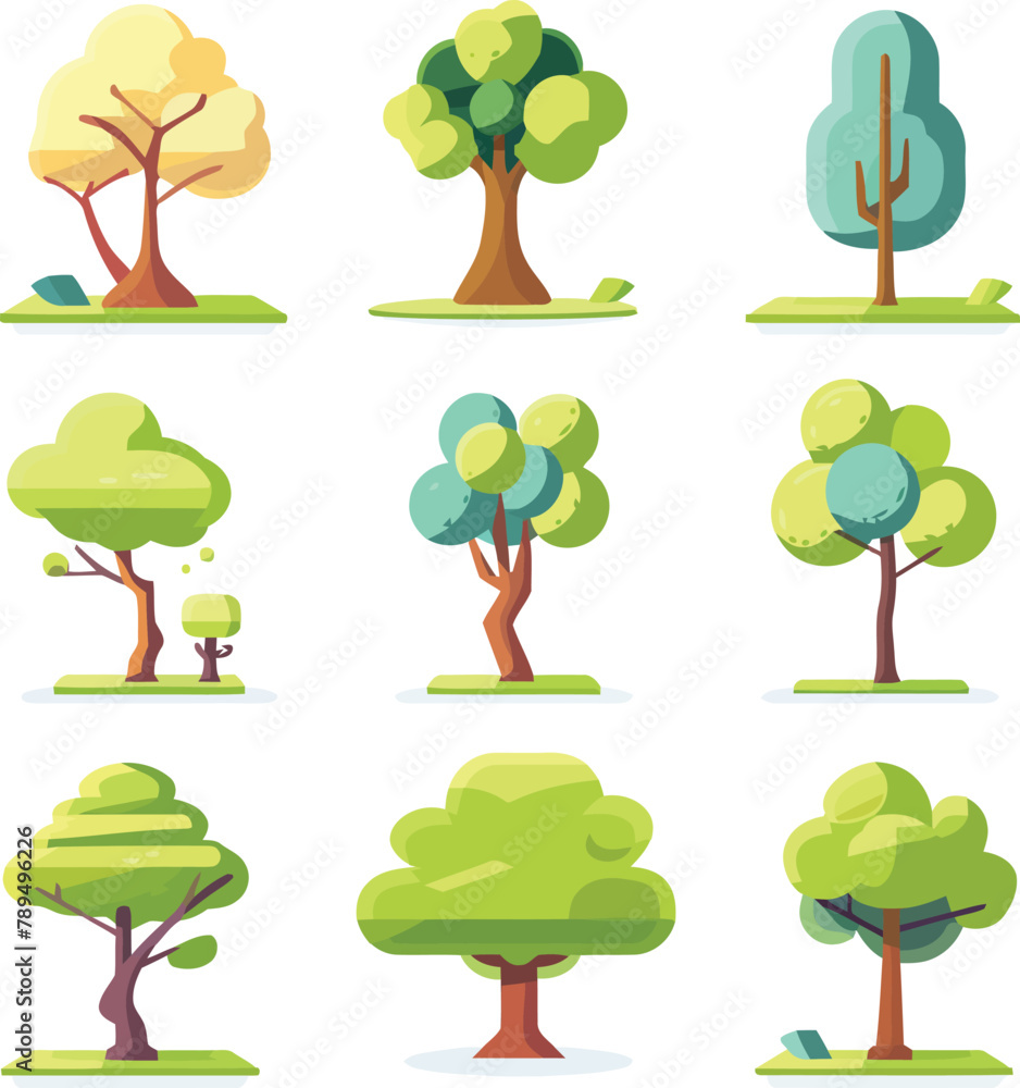 Set of green plants for the garden in cartoon vector drawing style ...