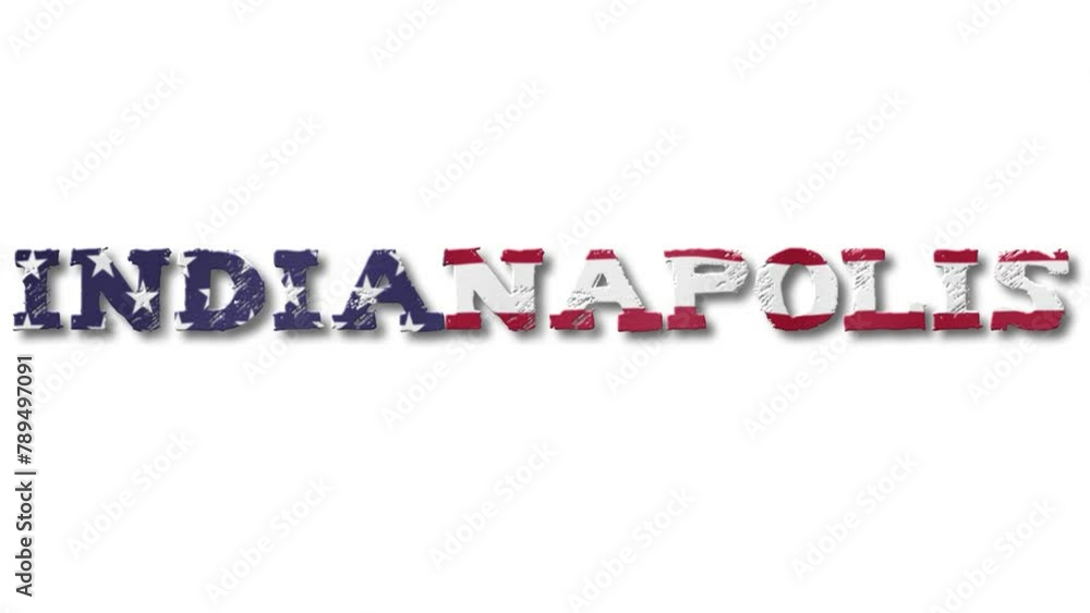Indianapolis Text with USA Flag Waving Inside. Seamless Loop Animation ...